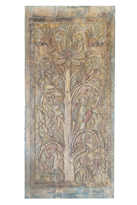 Vintage Tree of Life Wall Panel Colorful Reclaimed Wood Barn Door