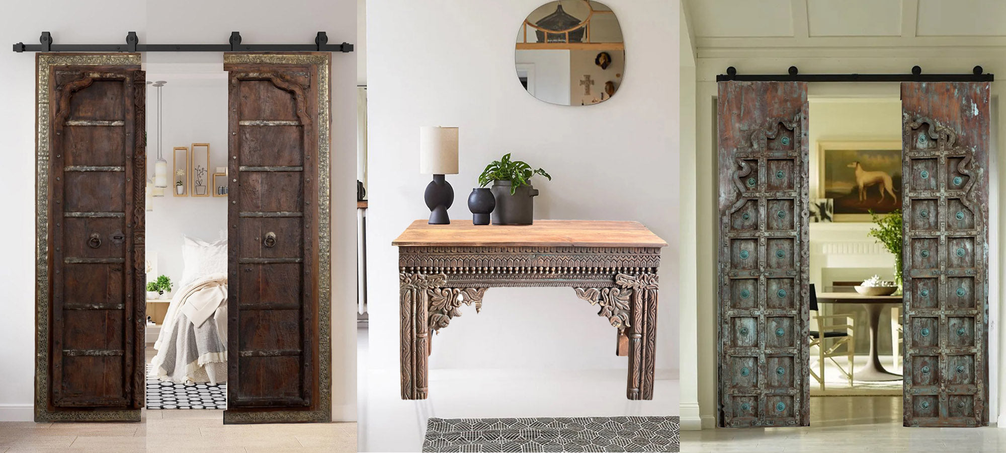 Antique Carved Doors & Vintage Rustic Furniture