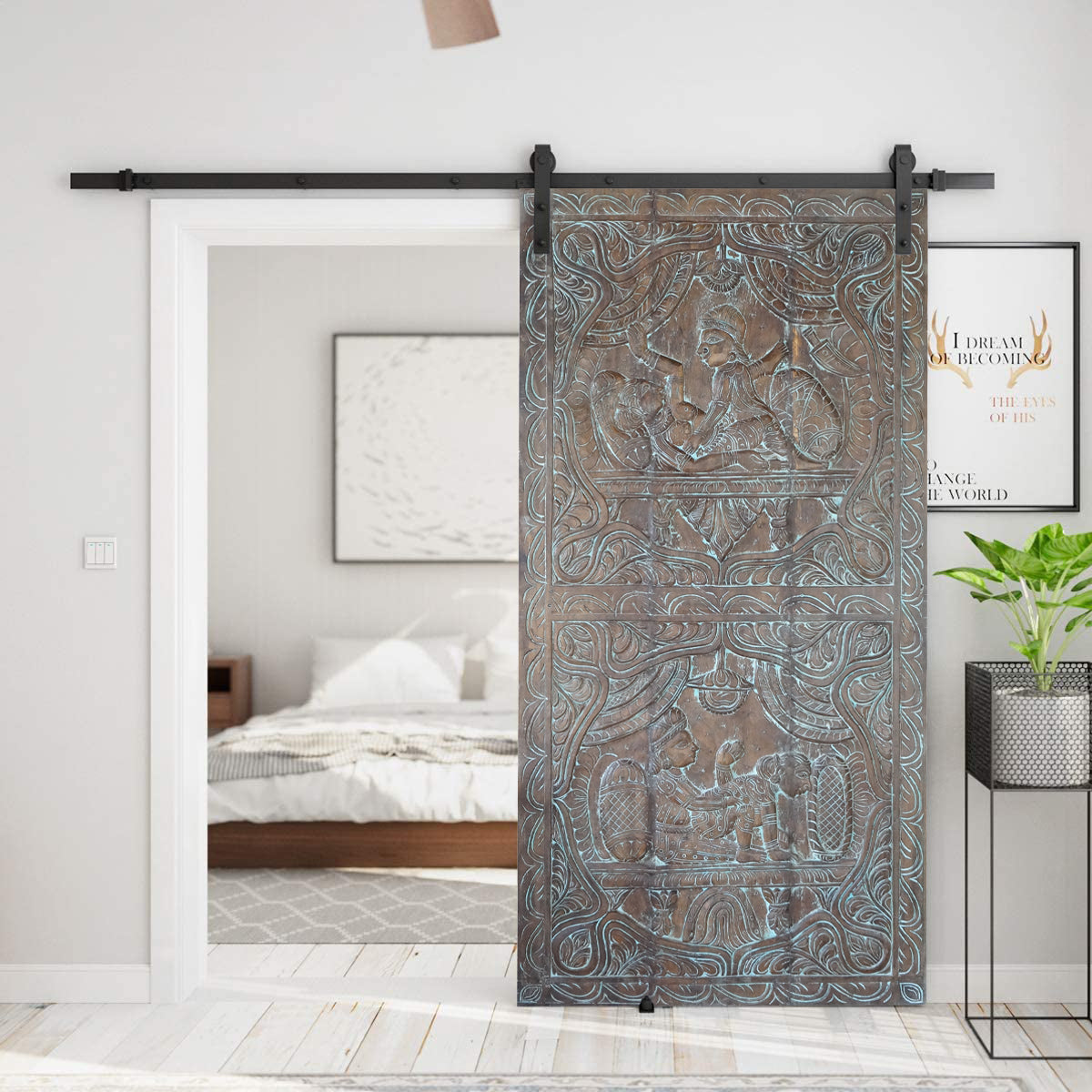 Vintage Kama Sutra Carved Wall Panel – Rustic Handmade Wood Art Decor